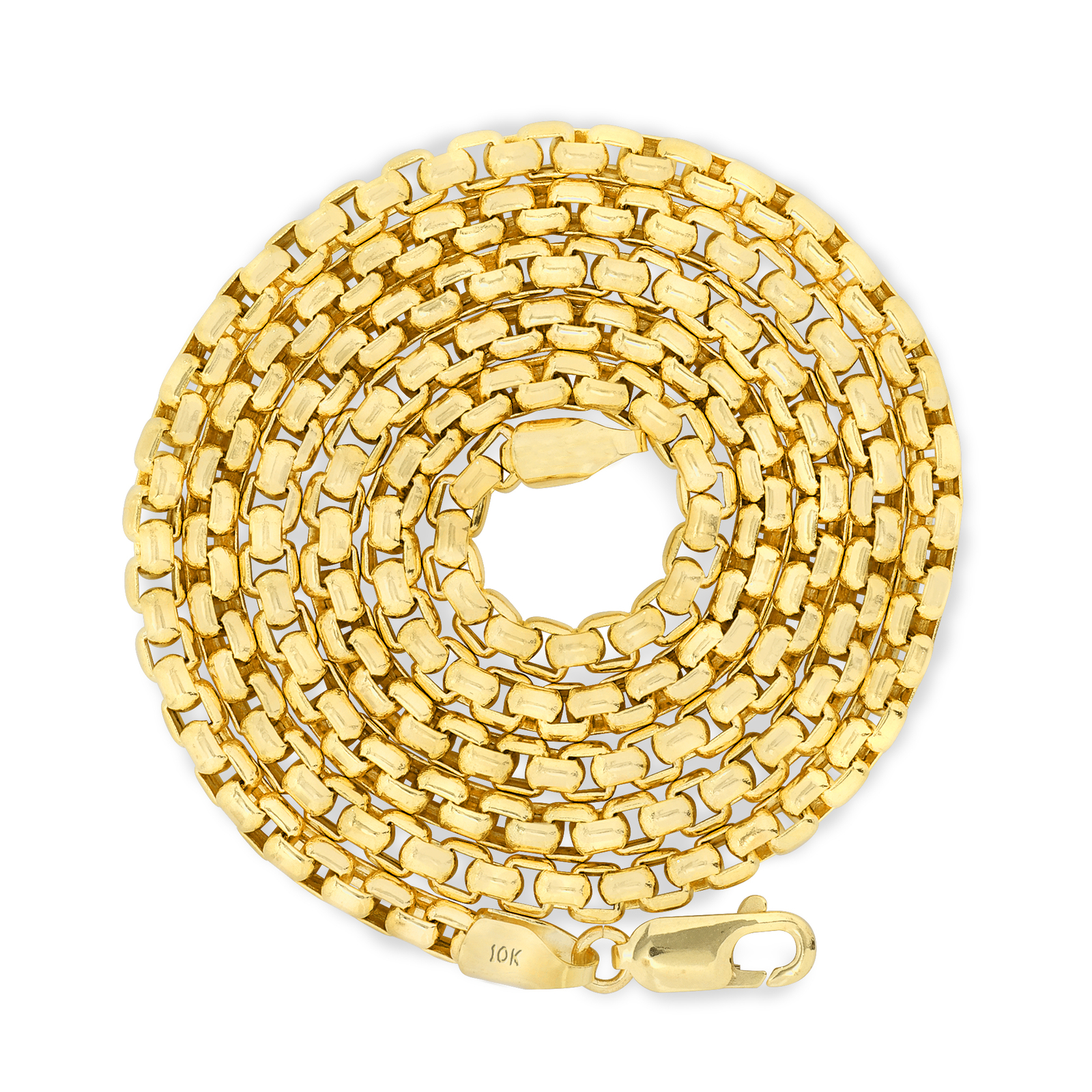 10K Yellow Gold 3mm Rolo Round Circle Cable Link Chain Pendant Necklace ...