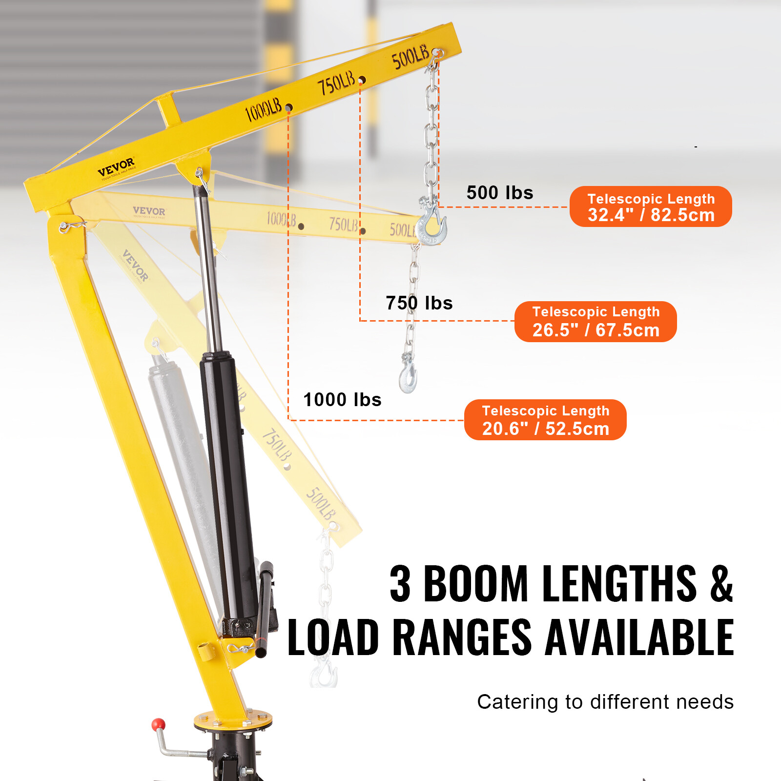 VEVOR Hydraulic Pickup Truck Crane Hoist Crane 1000 lbs 360° Swivel ...