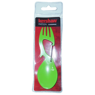 New* Kershaw Ration Green Spoon/Fork/Bottle Opener/Carabiner Eating ...