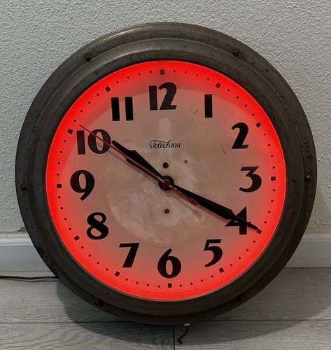 VTG TELECHRON NEON ELECTRIC CLOCK SOLD AS-IS FOR PARTS OR REPAIR NO ...