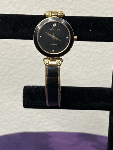 Anne Klein Diamond AK/1980BKGB Bangle Watch for Women | eBay