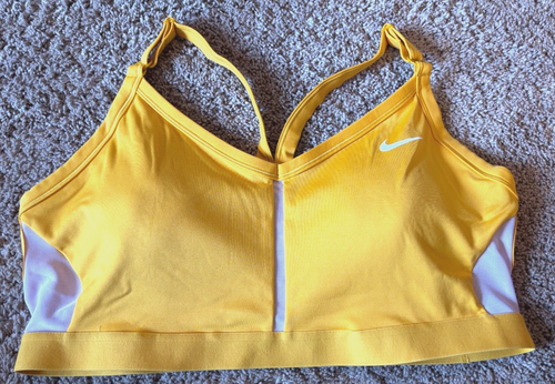 Nike Sports Bra Dri Fit Indy Swoosh Yellow Padded Size Womens 1X NEW | eBay