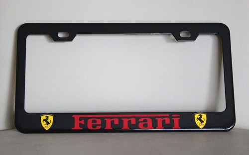 Black "FERRARI" License Plate Frame, Custom Made of Powder Coated Metal ...