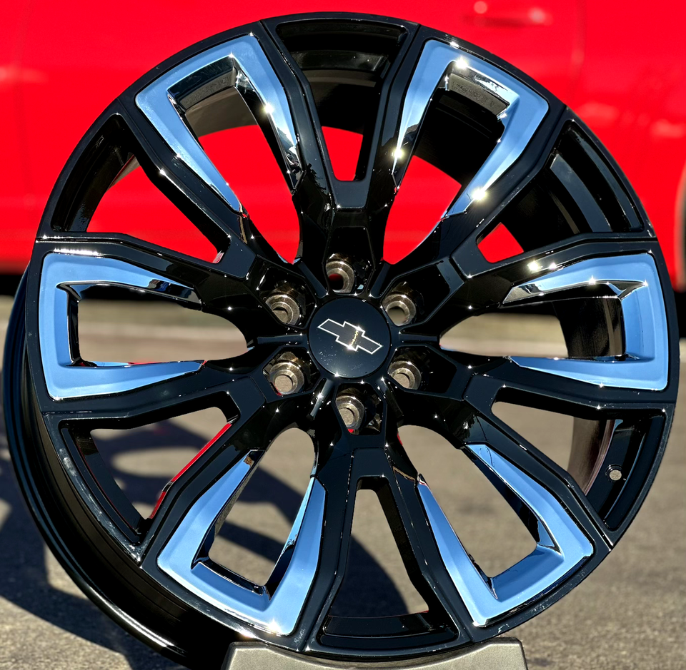 22" FR207 Black Chrome Inserts Wheels | 9" Width | 6x139.7 Bolt Pattern ...