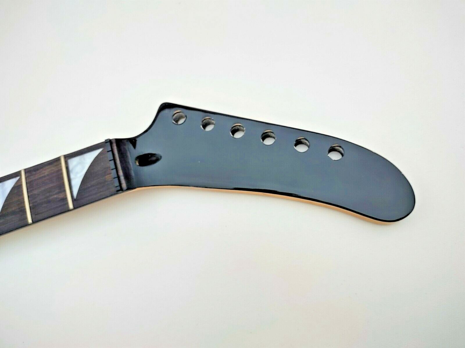 24 FRET BANANA HEAD SHARK FIN INLAYS BLACK GUITAR NECK REPLACEMENT FITS ...