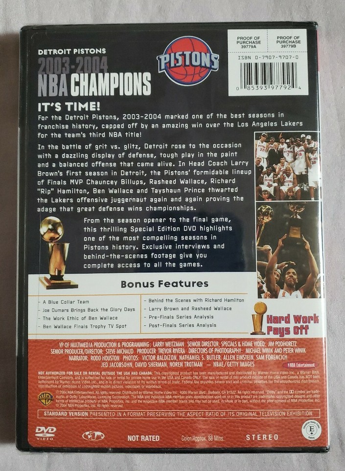 2003-2004 NBA Champions: Detroit Pistons (DVD, 2004) BRAND NEW Factory ...