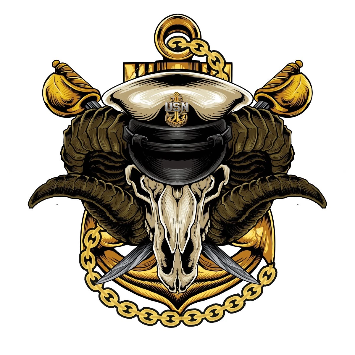 Navy Chief Skull Logo