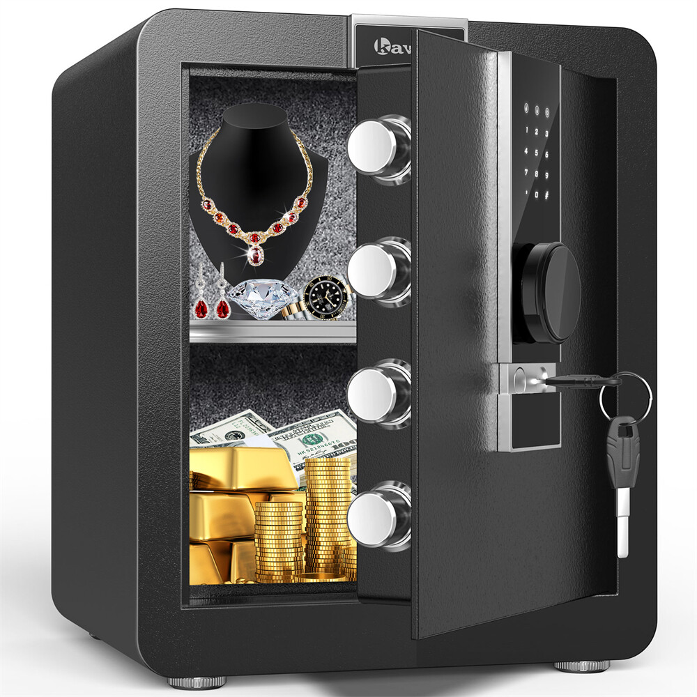 Kavey Safe Box, Home Safe with Upgraded Hidden Compartment and Mute ...