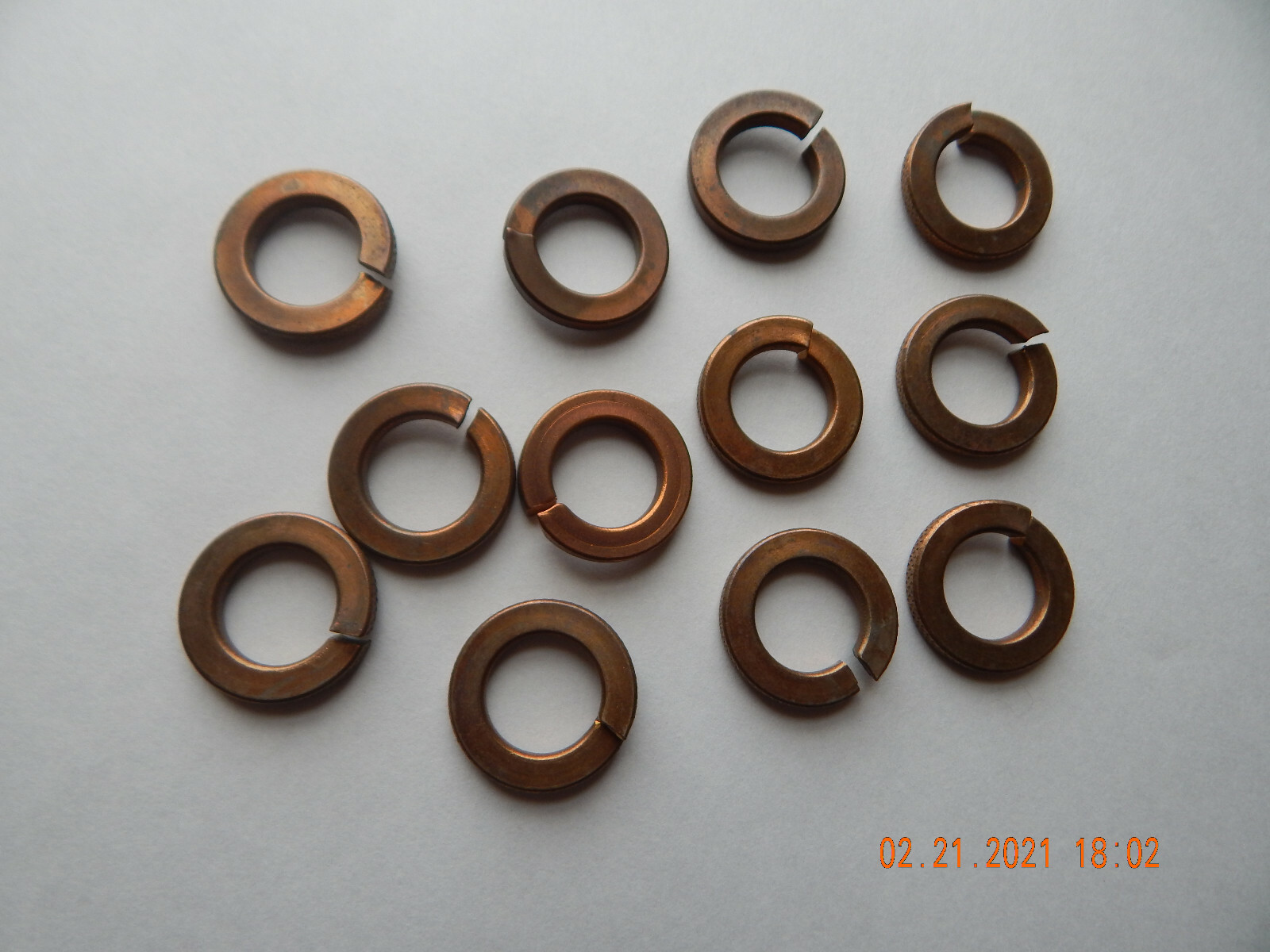 SILICON BRONZE MEDIUM SPLIT LOCK WASHERS 5/8 12 PCS. NEW-NOS SOME ...