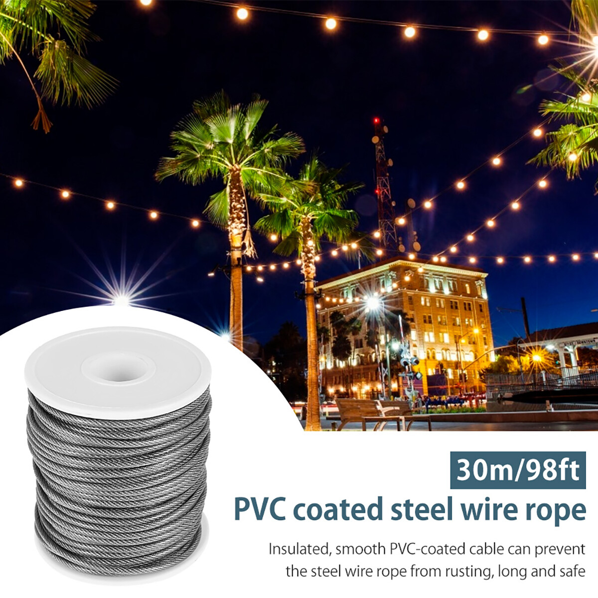 Stainless Steel Wire Rope Cable Hooks Cable Rope Hanging Kit Outdoor ...