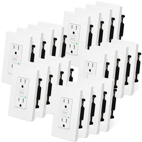 20PK Indoor GFI GFCI Outlet Duplex Receptacle Ground Fault Protection ...