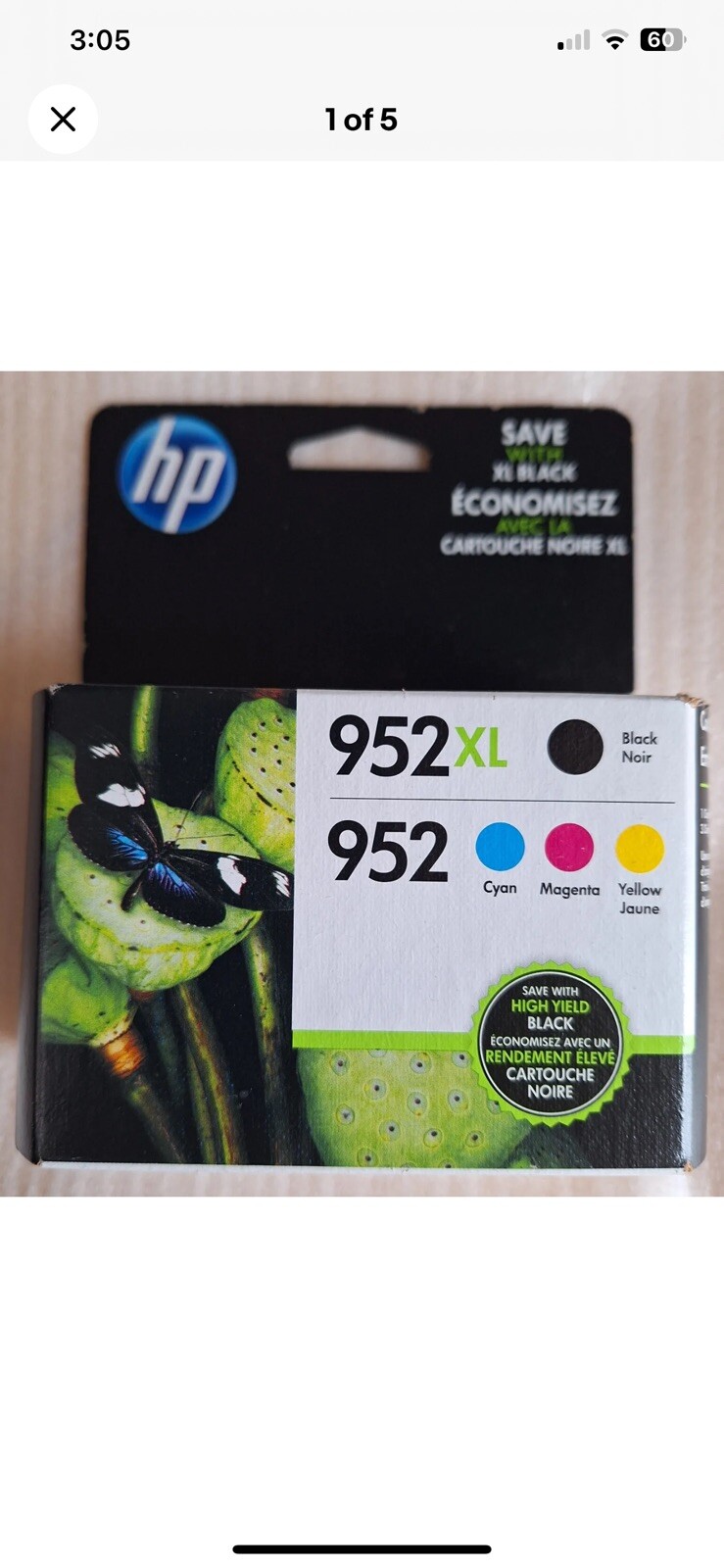 HP 952XL Black High Yield Ink & 952 Color Combo 4-Pack- New/Sealed ...