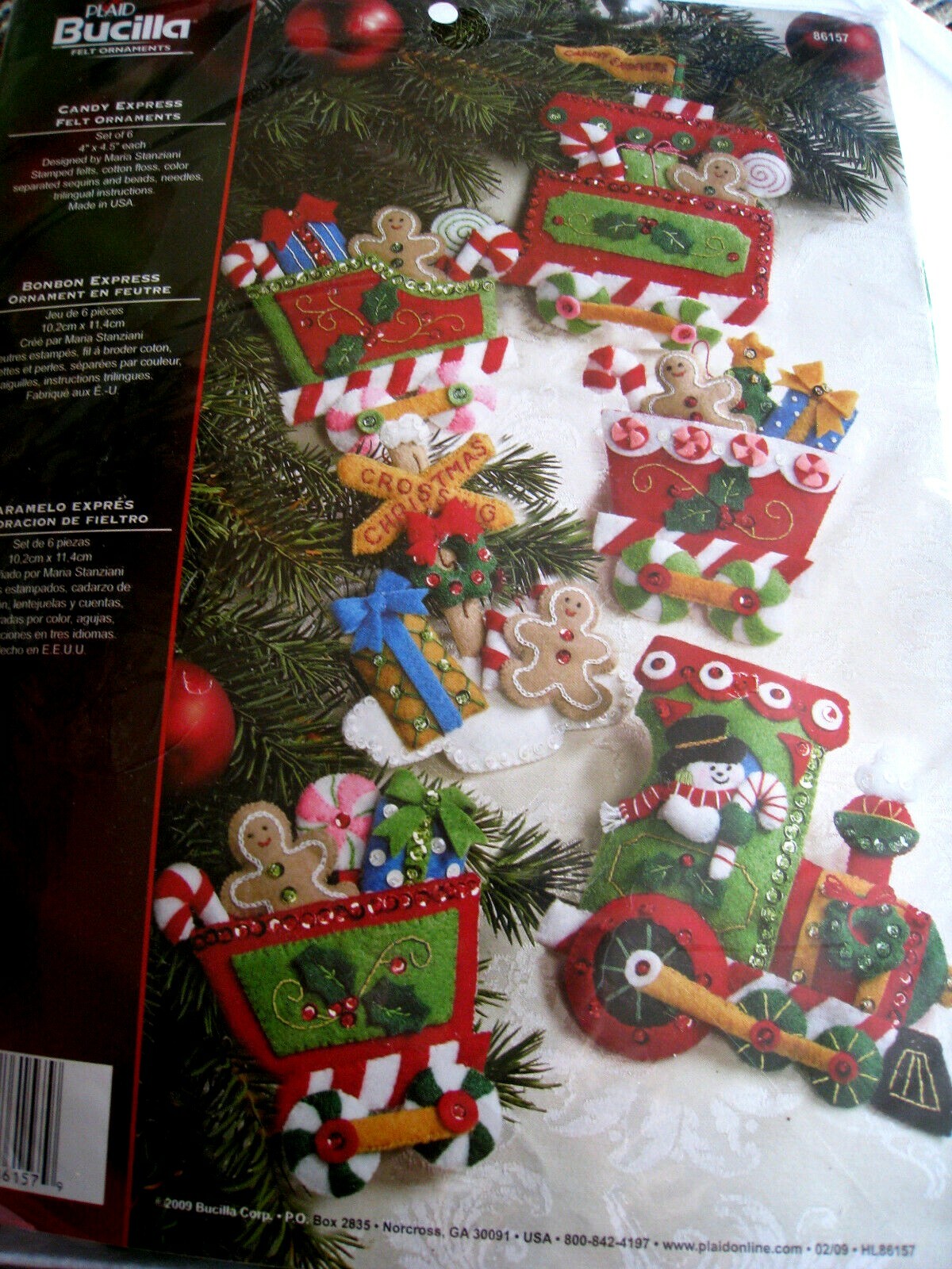 Bucilla Candy Express Felt Ornaments Applique Kit 86157 Set of 6 for ...