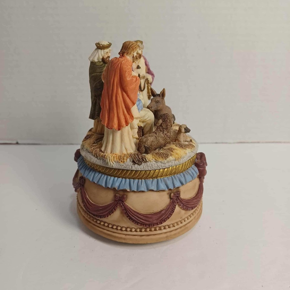 Vintage Nativity Scene Music Box Three Kings Made in Taiwan Holiday ...