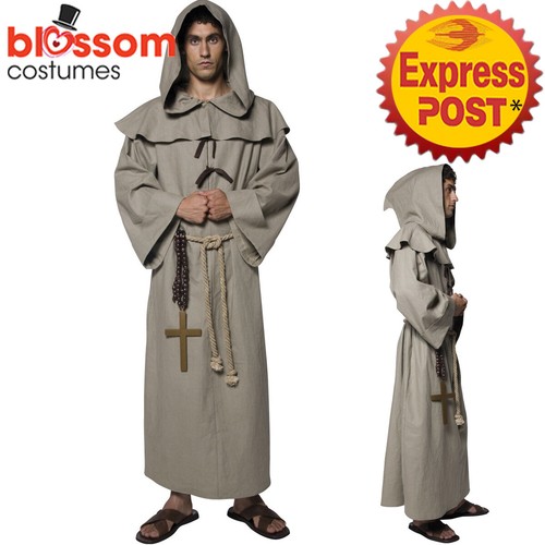 CA410 Old England Monk Friar Tuck Robe Priest Medieval Religious Mens ...