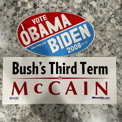2008 Barack Obama Joe Biden Bumper Sticker & Bush 3rd Term McCain 20756 ...