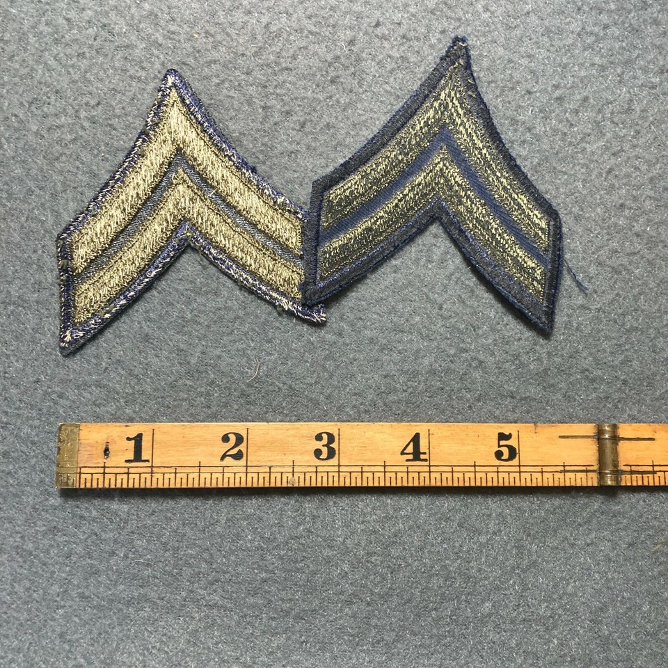 Pair Of Blue Green Chevron Two Stripe Corporal Rank Patches M7 | eBay