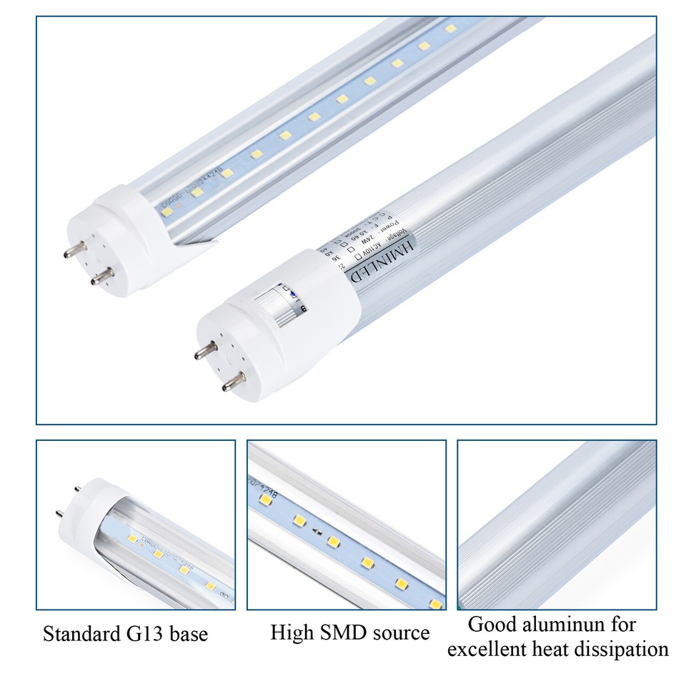 T8 LED Tube Light 4FT 22W 6000K 4000K Ballast Bypass Double-End Clear ...