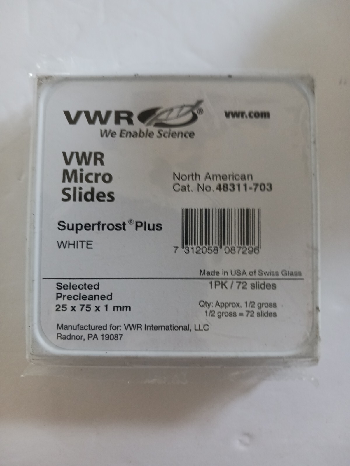 5 Boxes of 72ea - Super Frost Plus White VWR Micro Slides; 48311-703 ...