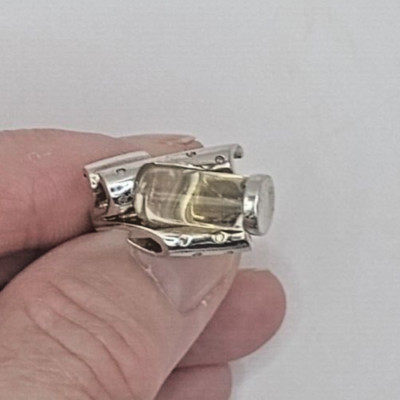 Elise Adoree Lemon Quartz & Diamond, Platinum Plated Sterling Silver ...