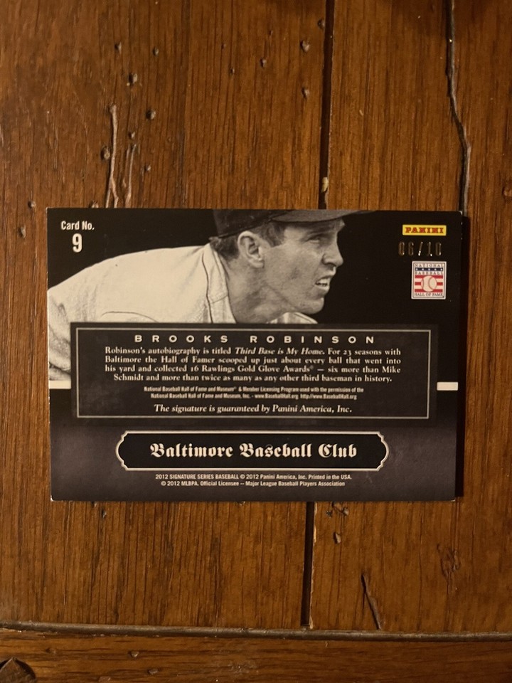 2012 Panini Signature Series Diamond Cuts Auto #9 HOF Brooks Robinson ...
