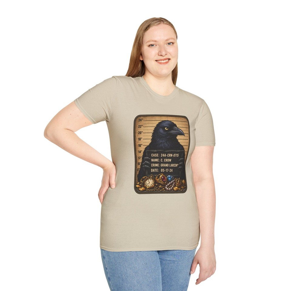Crow Mugshot Bird Humor Jewelry Pun Unisex Softstyle T-Shirt | eBay