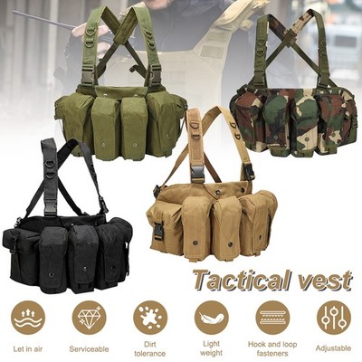 7 Pockets Tactical Chest Rig Vest Adjustable Chest Rigs Tactical with ...