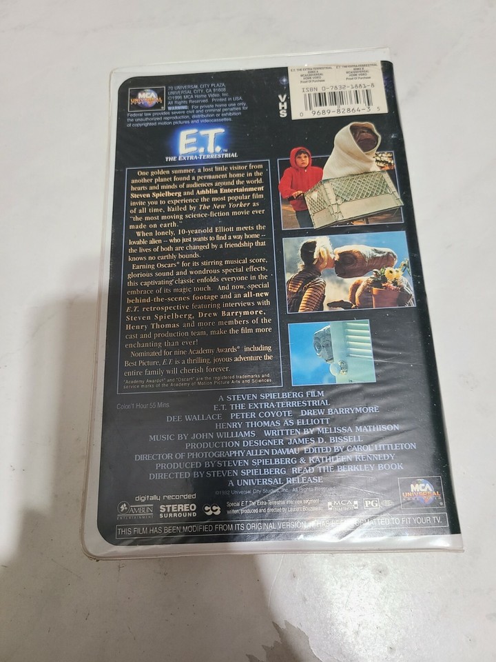 E.T. The Extra-Terrestrial VHS 1982 TESTED VG+ Eighties Sci-Fi ...
