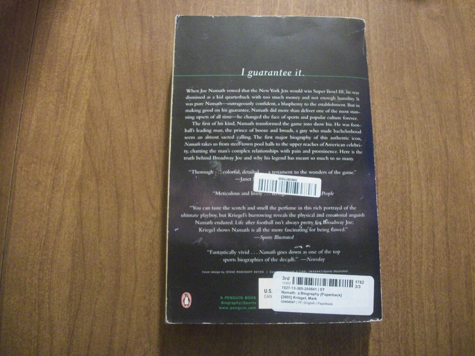 NAMATH--A BIOGRAPHY--SOFTCOVER BOOK | eBay