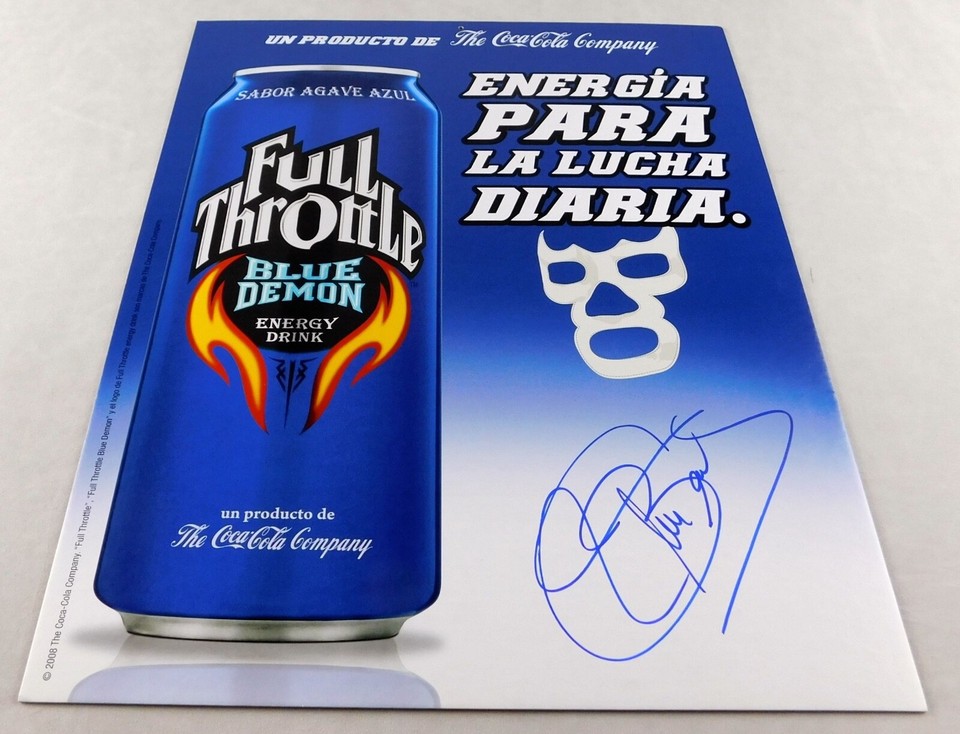 Blue Demon Signed Full Throttle Energy Drink Display Lucha Coca Cola ...