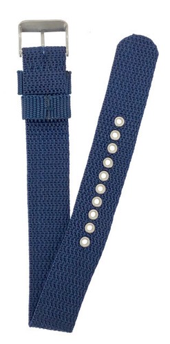 Blue One-Piece Nylon Sports Fabric Thread Through Watch Strap 18 / 20 ...