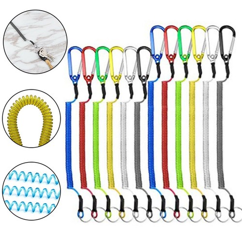 Bungee Cord Metal Keychain Wire Spring Rope TPU Elastic Rope Buckle Key ...