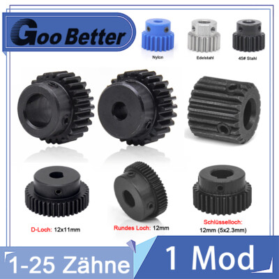 Zahnrad, Stirnrad, Modul 1 Zahnräder 10-25 Zähne Zahnabstand 3,14mm ...