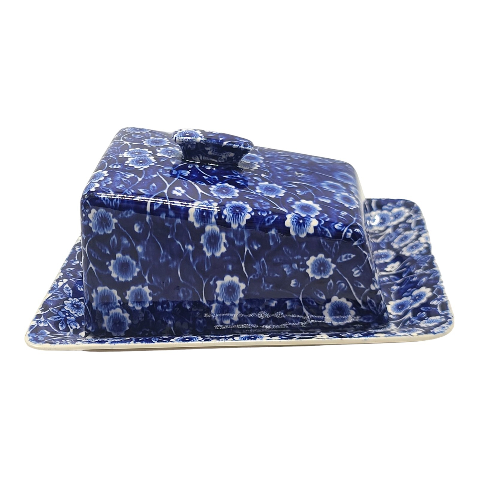 Royal Crownford Staffordshire Ironstone Calico Wedge Slant Cheese Dish ...