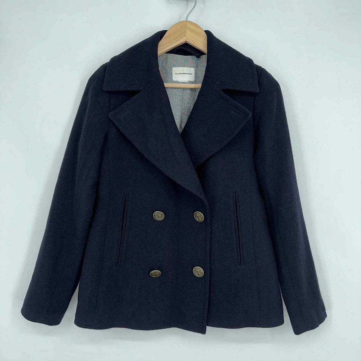Oversized Pea Coat Women's Cropped Wool Coat - Oversized Button Pea ...