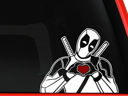 Deadpool making heart sign on car truck SUV laptop wall window decal ...