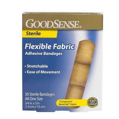 SM GoodSense Sterile Flexible Fabric Adhesive Bandage 3/4"x3" 30 Count ...