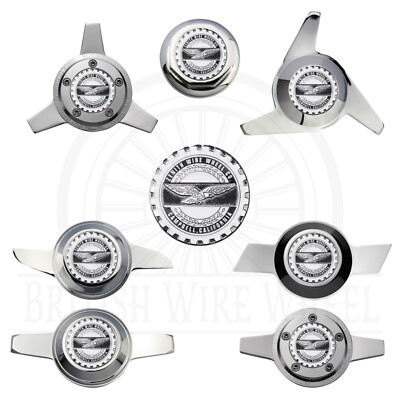 Zenith Chrome & White Metal Wire Wheel Chip Emblems with Spinner Caps ...