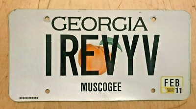 GEORGIA GRAPHIC PEACH VANITY AUTO LICENSE PLATE " I REVY V " GA IREVYV ...