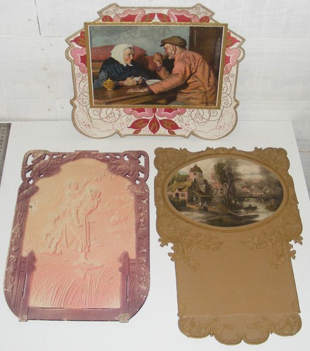 4446/ LOT DE 3 ANCIENS FOND DE CALENDRIERS OU PORTE LETTRES CARTON ...