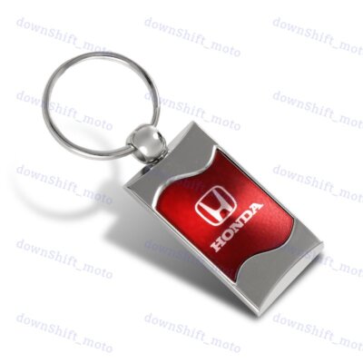 Honda Logo Red Rectangular Authentic Chrome Key Fob Key ring Keychain ...
