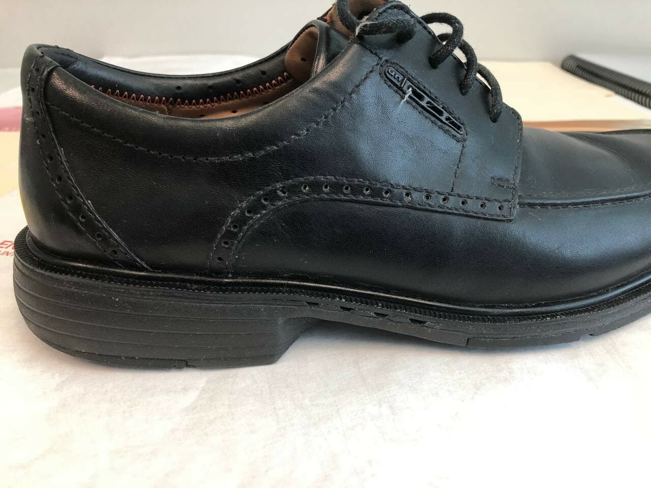 Clarks Mens Un.Structured Black Leather Shoes (Size 8… - Gem