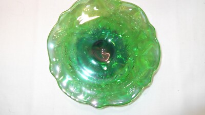 VINTAGE CARNIVAL GLASS PEDESTAL PLATE INVERTED STRAWBERRIES 6.5 ...