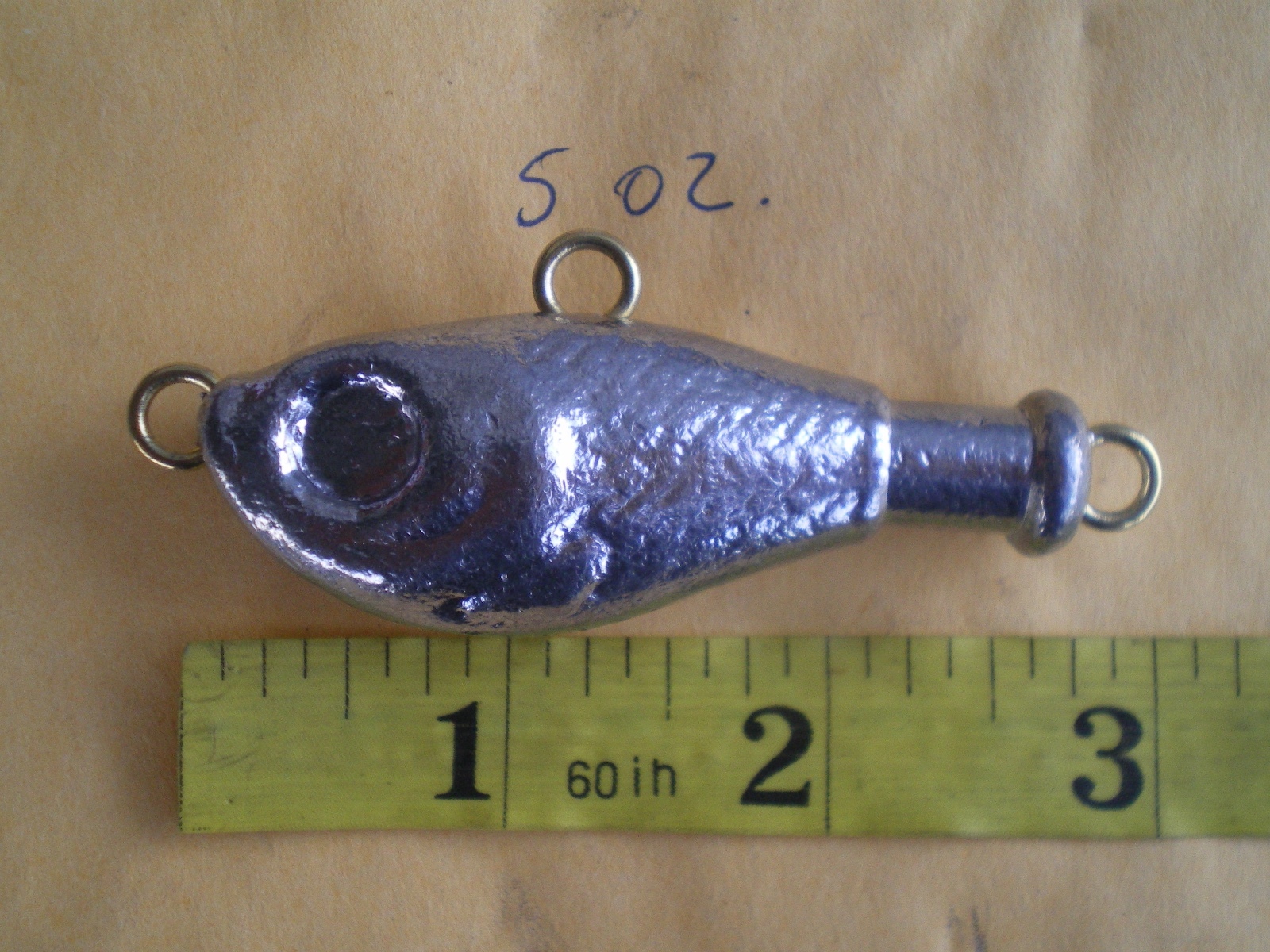 3 PCS. FISH HEAD RIG, FLUKE JIG LURE, 5 OZ. WITH 3 WIRE EYES, UNPAINTED ...