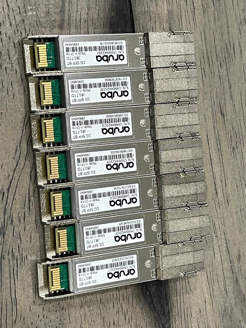 Set of (7) Genuine HP Aruba J8177D 1G SFP RJ45 T 100m Cat5e Transceiver ...