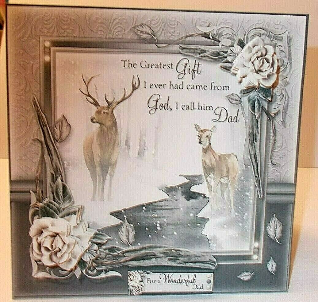 Handmade Greeting Card 3D For Dad With Deer and Sentiment | eBay