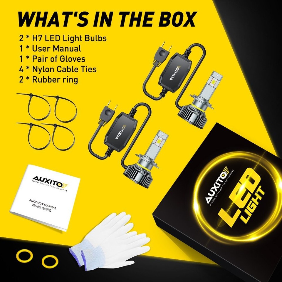 AUXITO H7 LED Headlight Bulbs Kit High Low Beam 6500K White Super ...