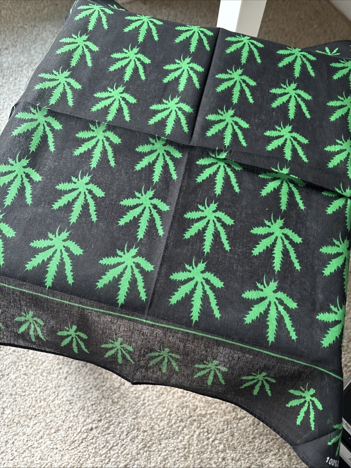 NEW Lot of 2 Pot Leaf Print Bandannas Face Masks Head Scarf 100% Cotton ...