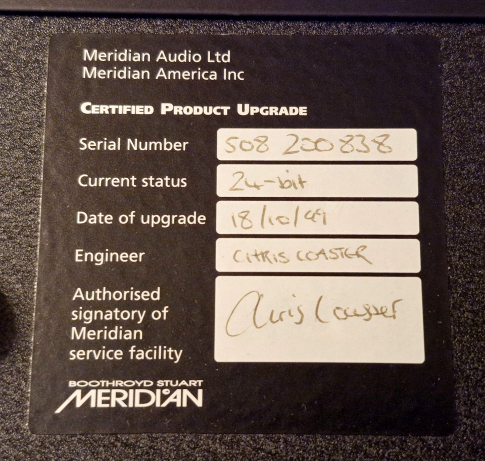 MERIDIAN 508 24 BIT HIGH RESOLUTION CD PLAYER & MANUAL - EXCELLENT ...