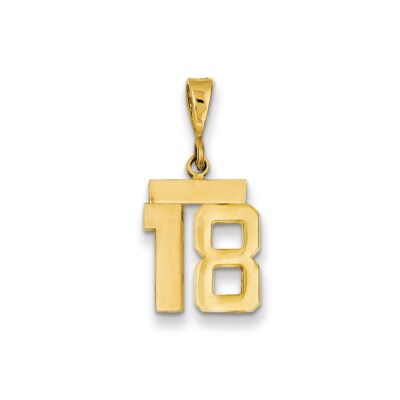 14k 14kt Yellow Gold Small Polished Number 18 Charm PENDANT | eBay